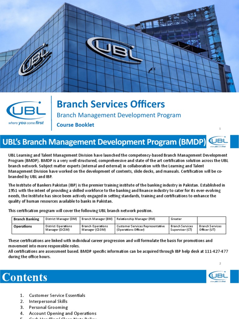 UBL Branch Management Development Program | PDF | Empathy | Thought
