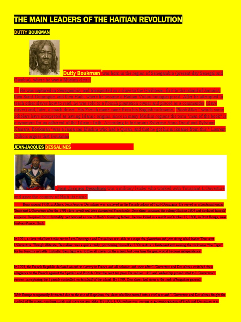 Key Leaders of the Haitian Revolution | PDF | Unfree Labour | Slavery