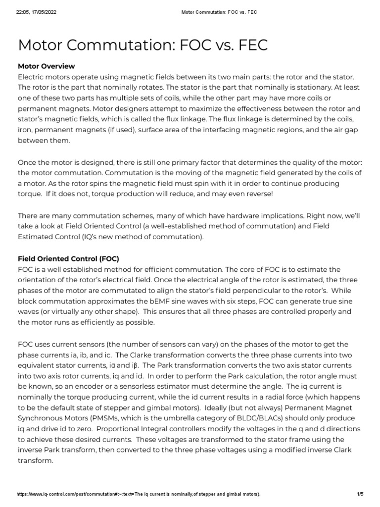 Motor Commutation - FOC vs. FEC | PDF | Electric Motor | Electrical ...