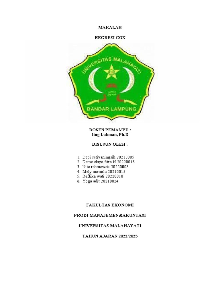 Regresi Cox dalam Analisis Data | PDF | Sains & Matematika
