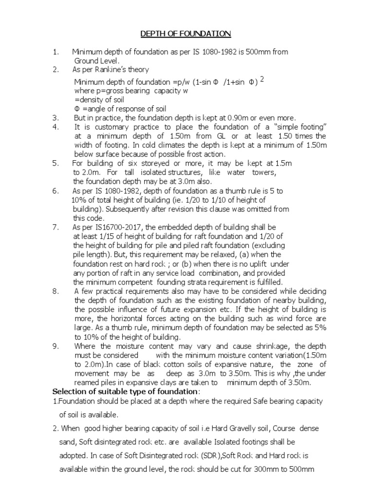 Foundation Depth | PDF | Deep Foundation | Foundation (Engineering)