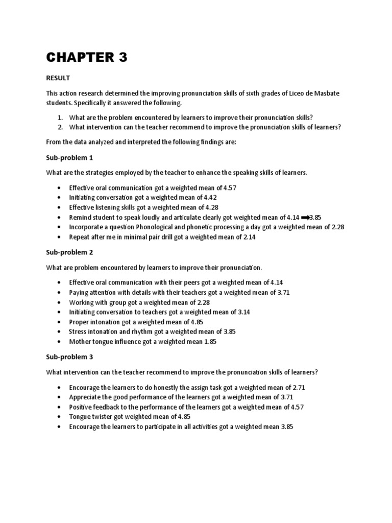 Action Research Chapter 3 | PDF | Phonetics | Speech