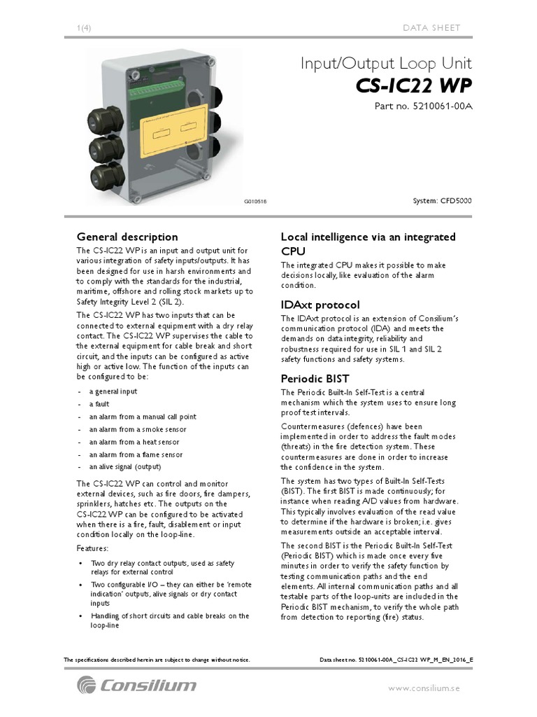 Cs-Ic22 WP: Input/Output Loop Unit | PDF | Relay | Equipment
