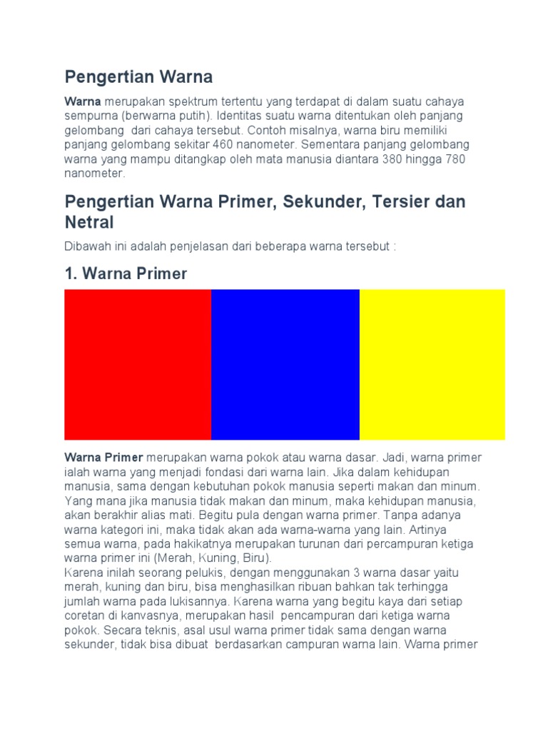 Definisi dan Jenis-Jenis Warna | PDF