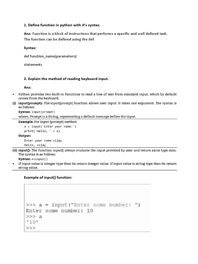 The Function Can Be Defined Using The Def Pdf Method Computer Programming Class
