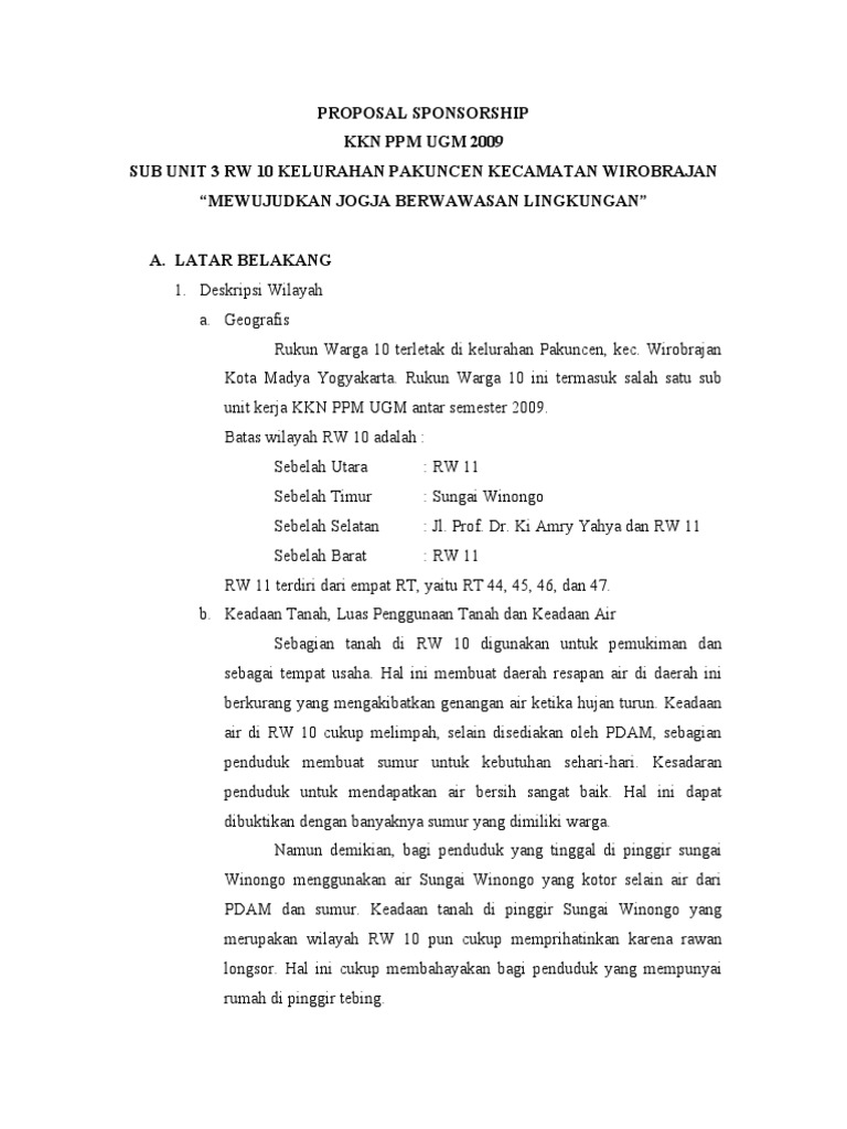 Proposal Sponsorship KKN PPM Ugm 2009 | PDF