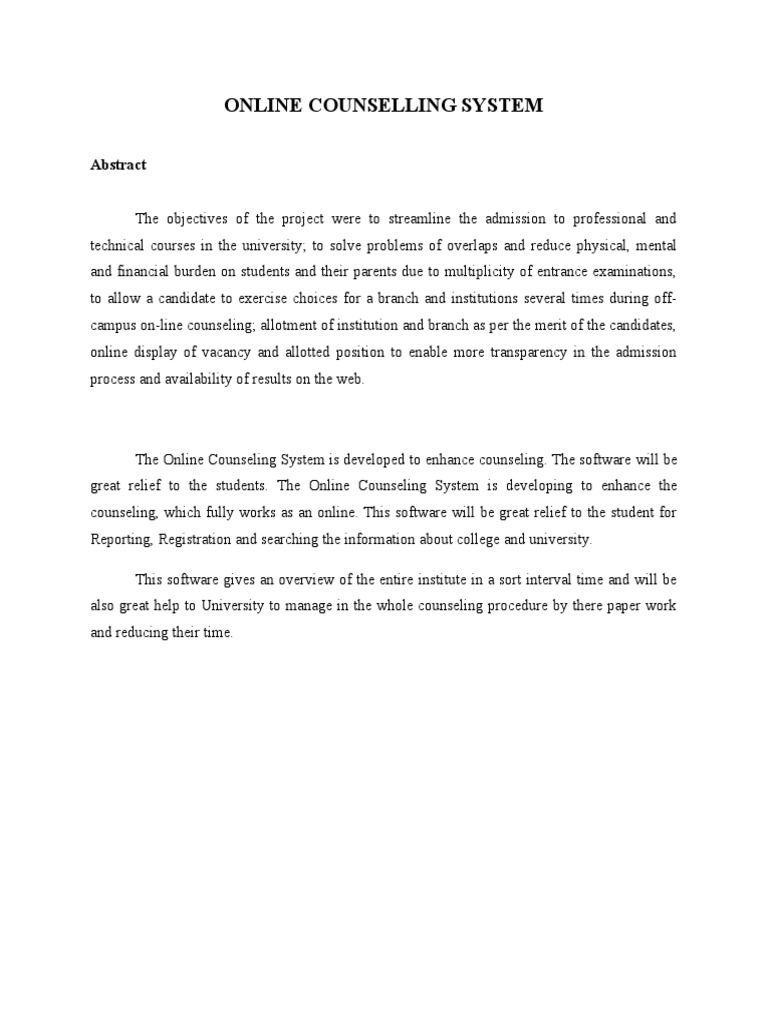 Counselling System | PDF | Computers