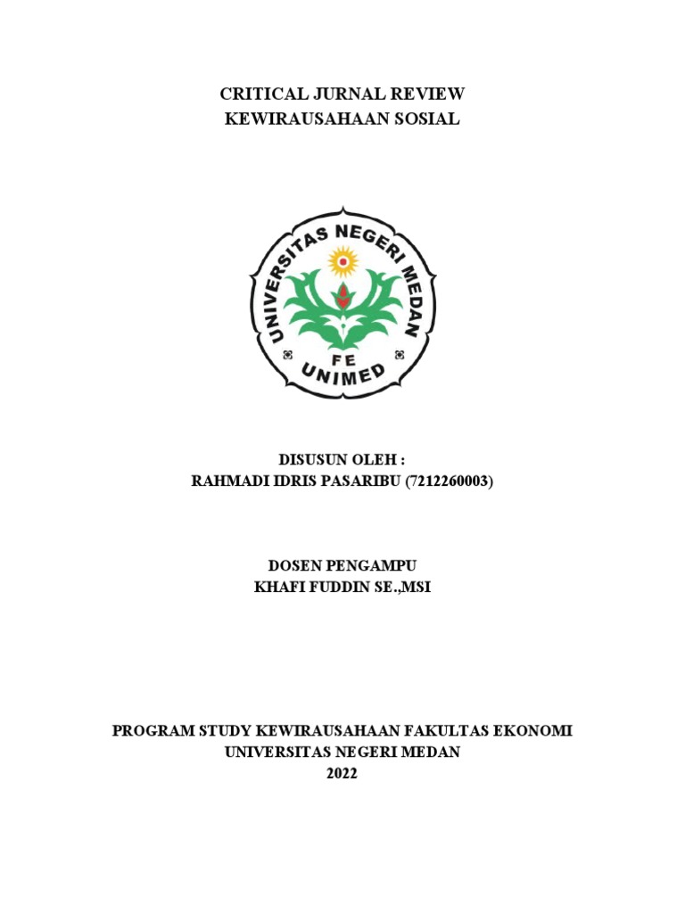 CJR Kewirausahaan Sosial Rahmadi Idris Pasaribu 2022 | PDF