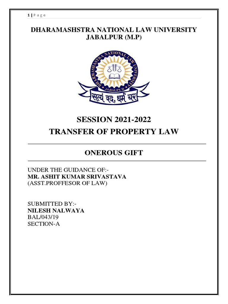 Tpa Onerous Gift.. Project | PDF | Justice | Common Law