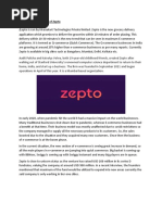 Case Study of Zepto | PDF | Entrepreneurship | E Commerce
