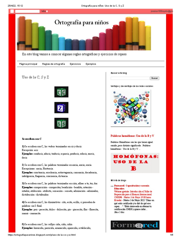 Ortografía para Niños - Uso de La C, S y Z | PDF | Lingüística ...