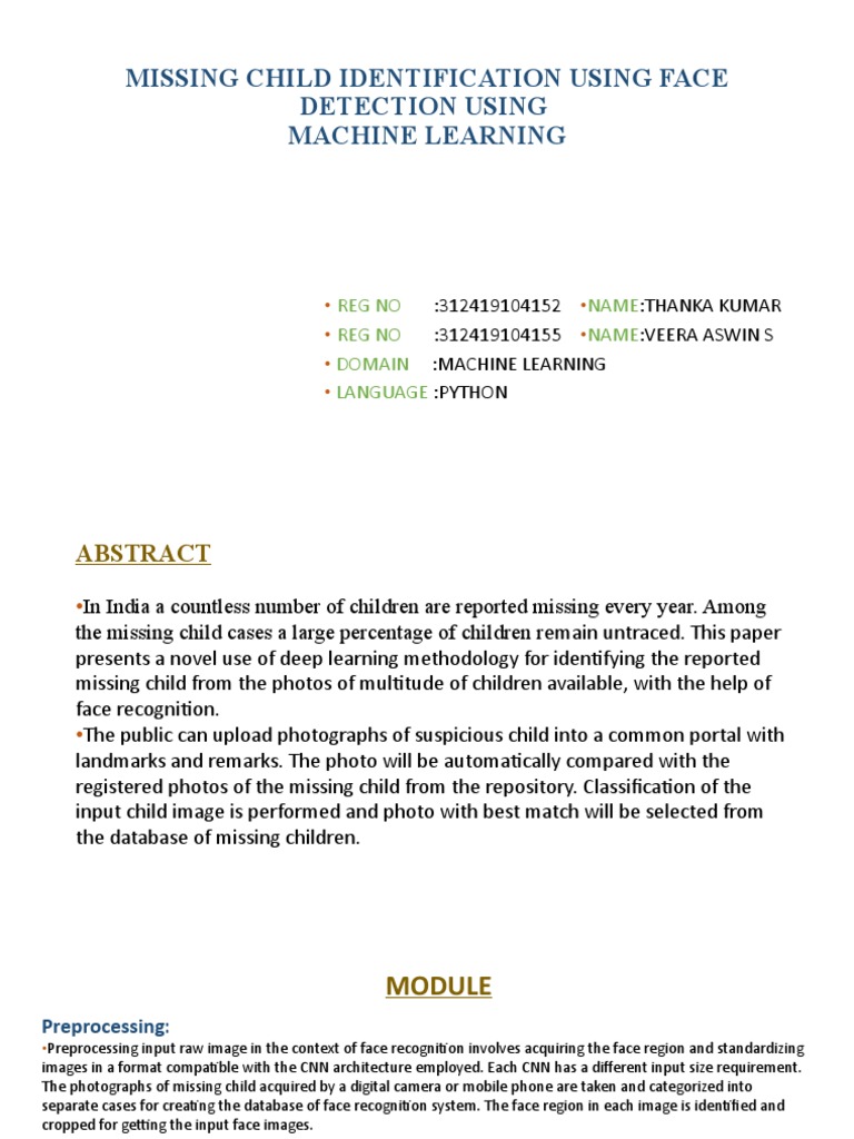AI-Powered Missing Child Finder | PDF | Deep Learning | Machine Learning