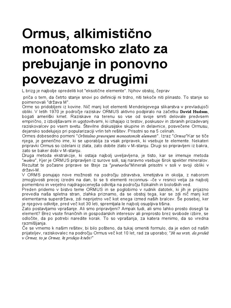 Ormus MONOATOMSKO ZLATO | PDF