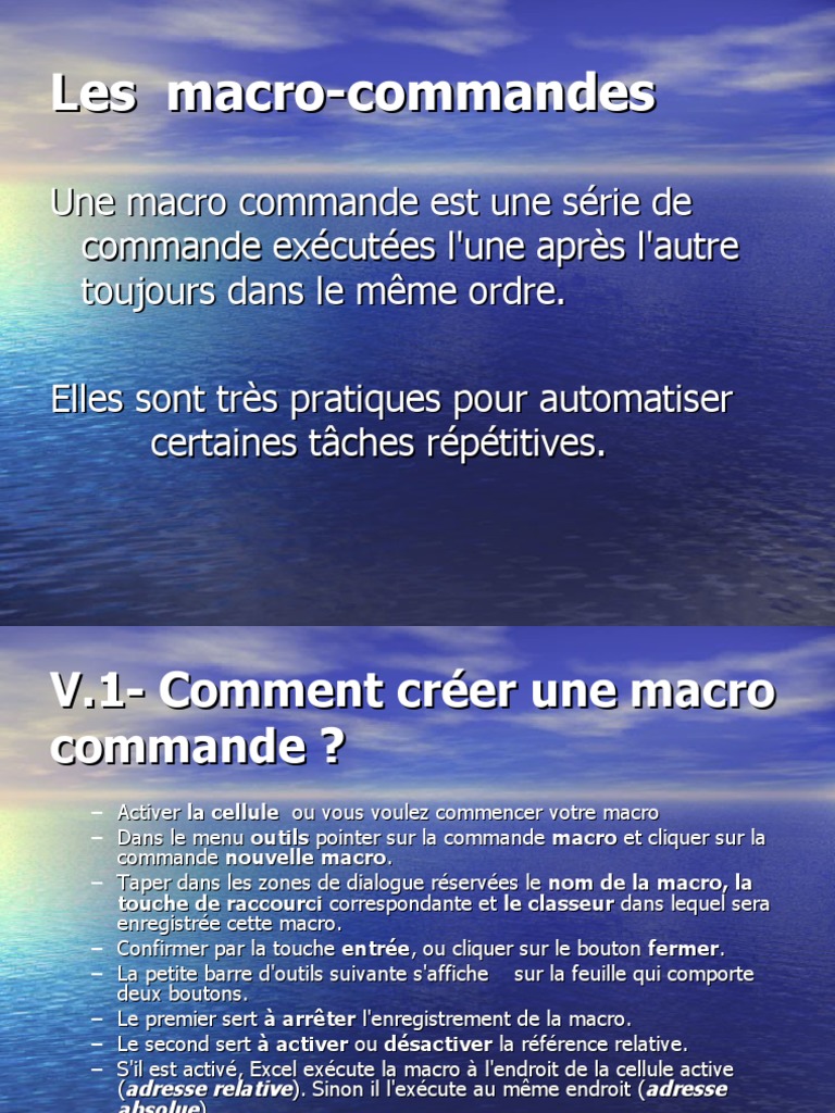 Les Macro-Commandes | PDF | Curseur (interface) | Microsoft Excel