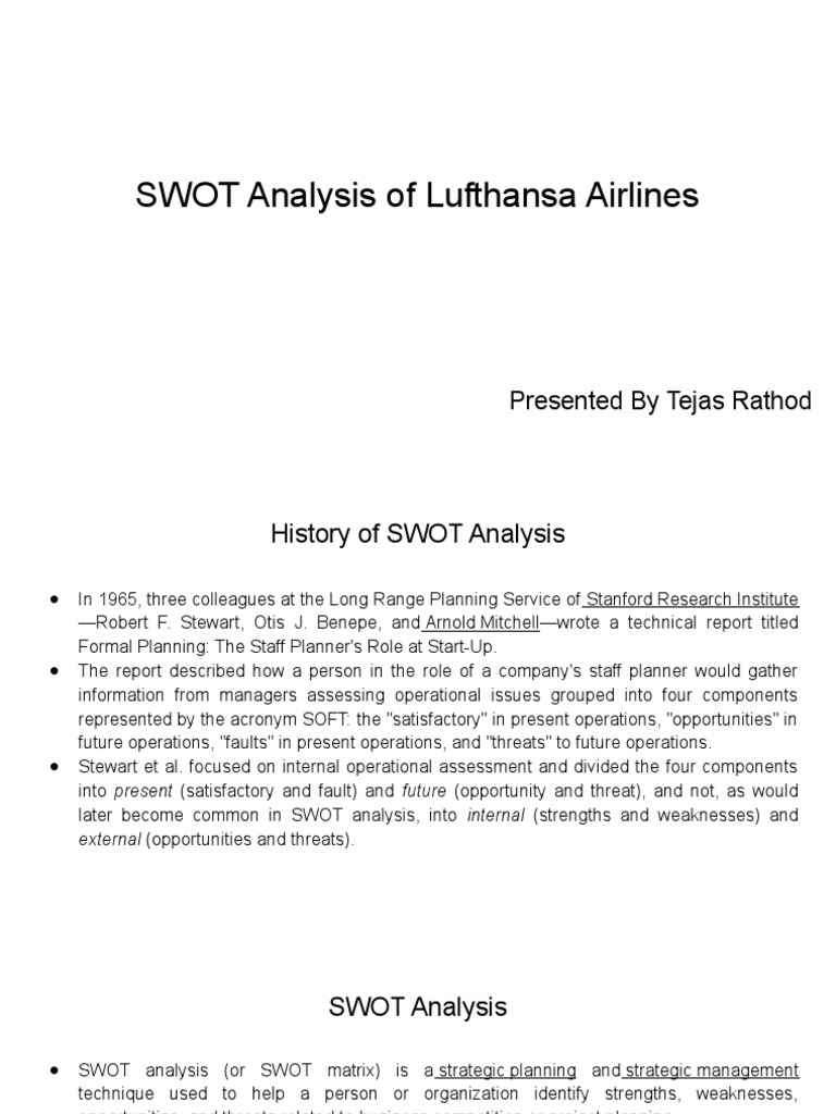 SWOT Analysis of Lufthansa Airlines | PDF | Swot Analysis | Economies