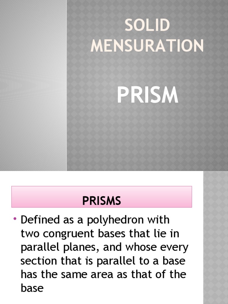 Solid Mensuration: Prism | PDF