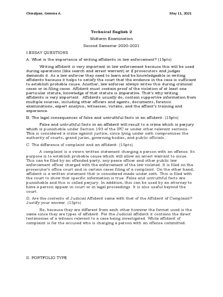 Technical English 2 | PDF | Affidavit | Perjury