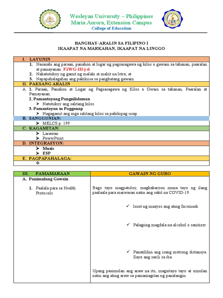Filipino 1 Week 4 | PDF