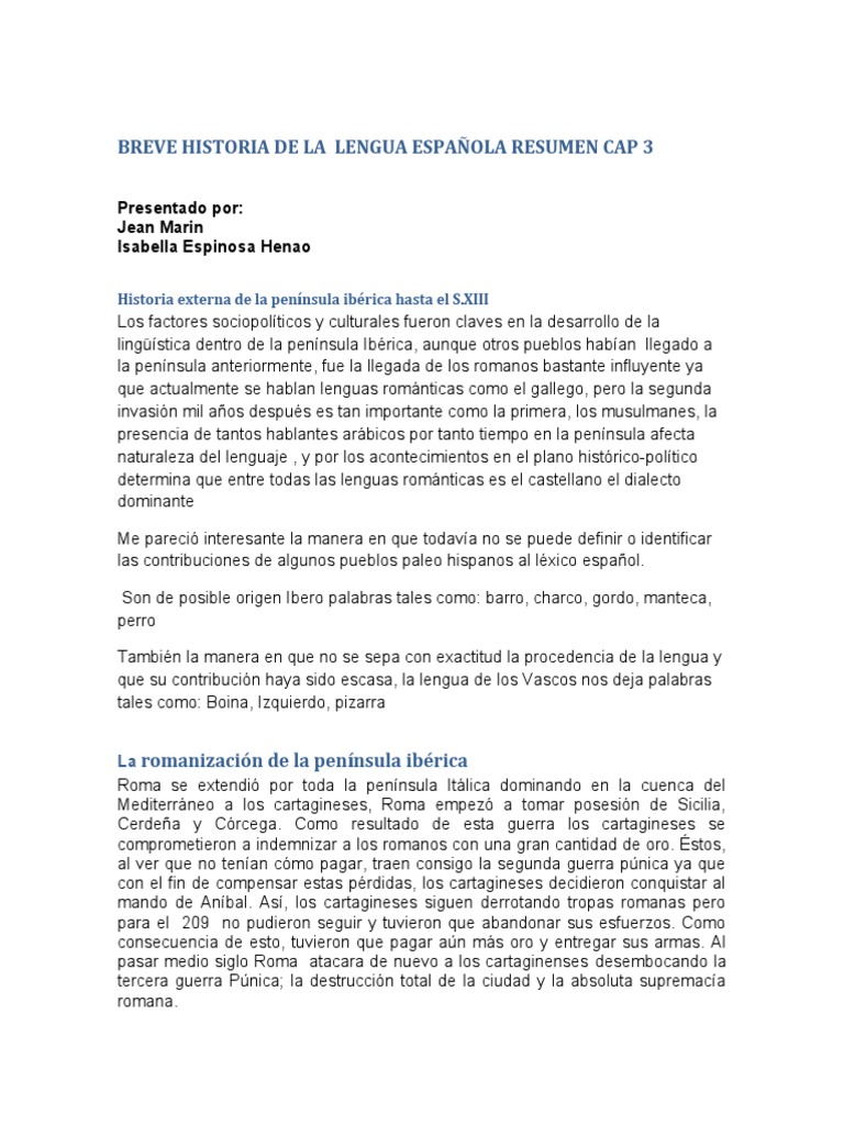 Historia Breve de la Lengua Española | PDF