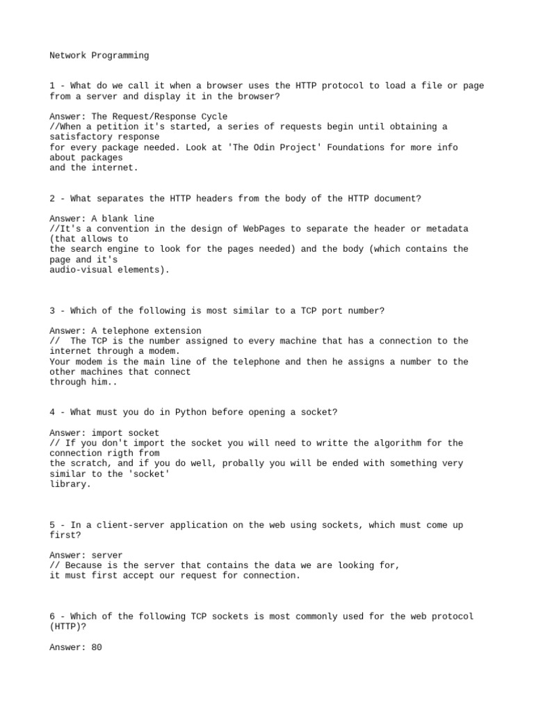 Quiz:Network Programming | PDF | Hypertext Transfer Protocol | World Wide Web