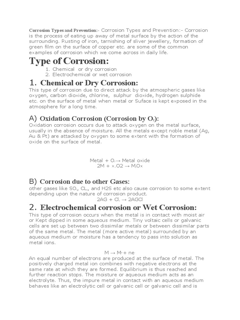Corrosion Types and Prevention | PDF | Corrosion | Metals