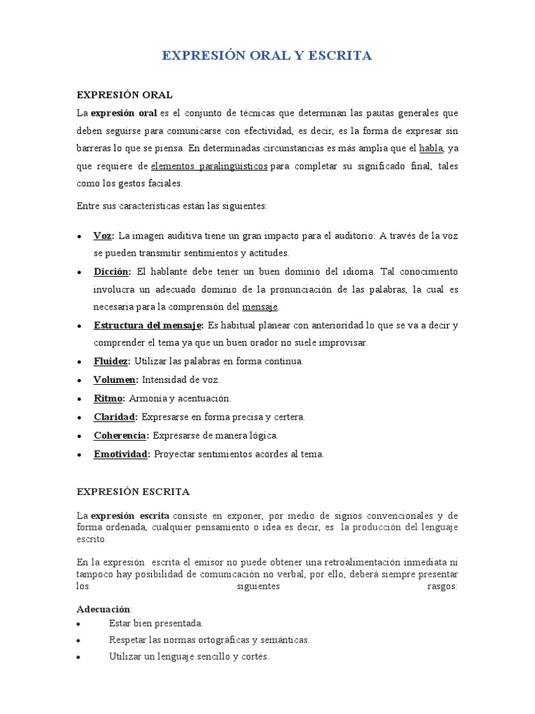 Expresión oral y escrita: comunicación efectiva | PDF | Comunicación ...