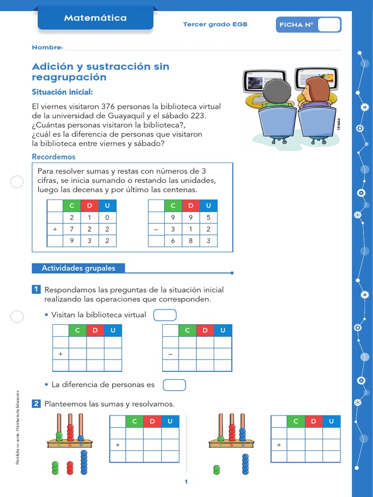 APROBADO - Matematica - 3EGB - Adición y Sustracción Sin Reagrupación ...