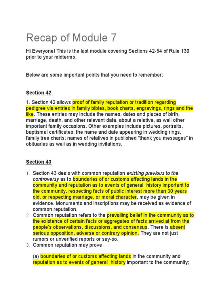 Module 7 Recap | PDF | Witness | Testimony