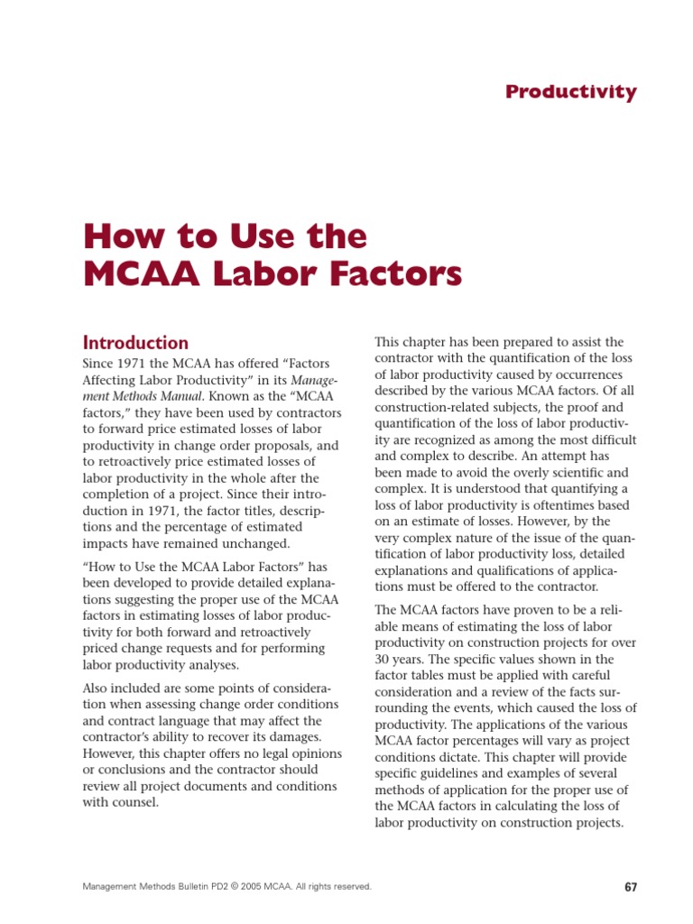 MCAA Labor Factors | Download Free PDF | Employment | Overtime