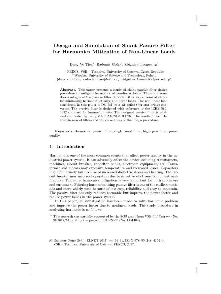 Design and Simulation of Shunt Passive Filter | Download Free PDF ...