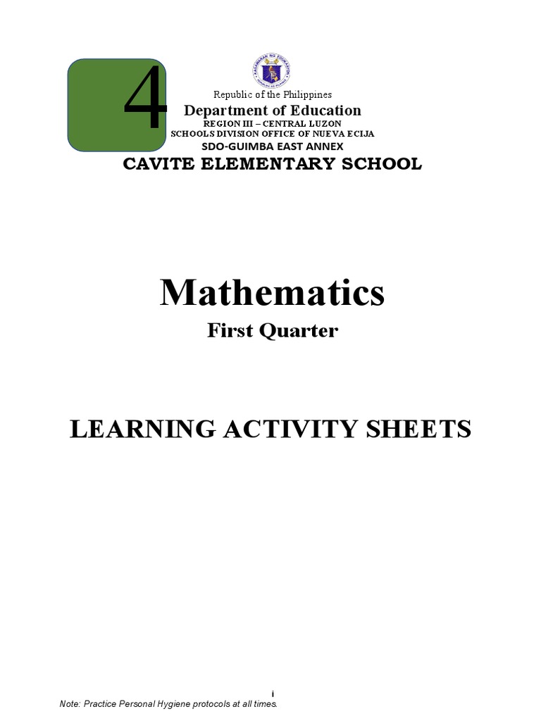 Mathematics Learning Activity Sheet | PDF | Multiplication | Learning