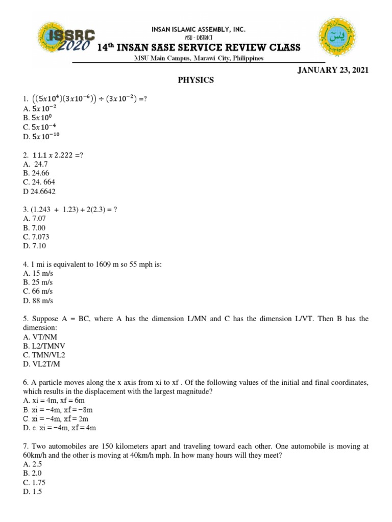 Physics Problems and Solutions | PDF | Velocity | Force