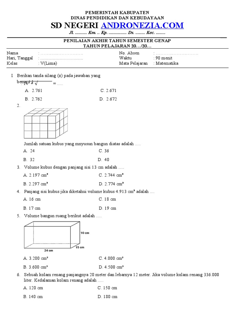 Soal PAT Matematika Kelas 5 - 2 | PDF | Griya & Taman