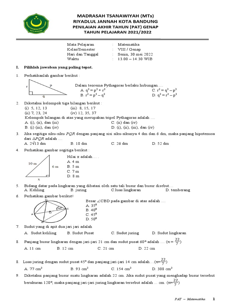 Soal PAT 2022 Kls 8 | PDF