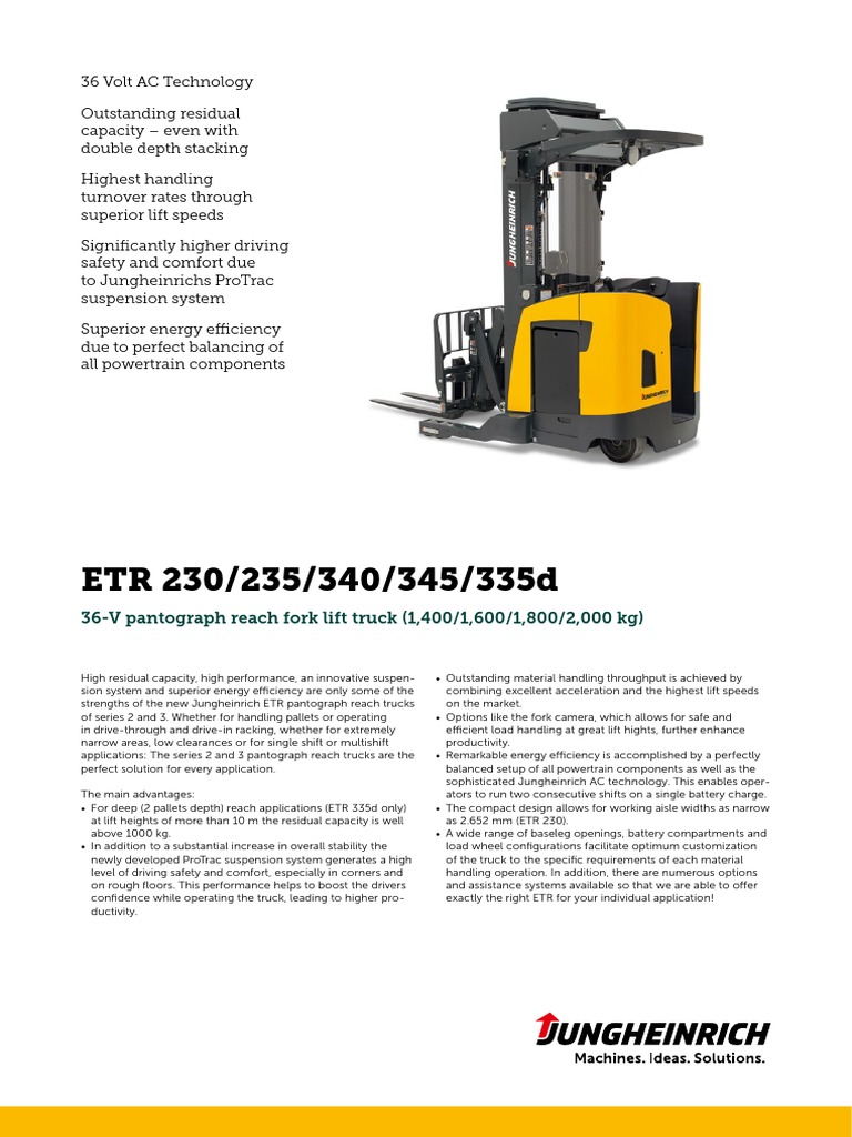 ETR 230/235/340/345/335d: 36-V Pantograph Reach Fork Lift Truck (1,400/ ...