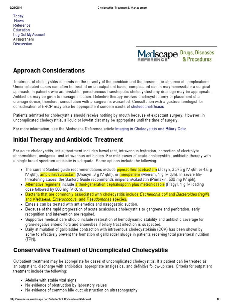 Cholecystitis Treatment & Management | PDF | Clinical Medicine ...