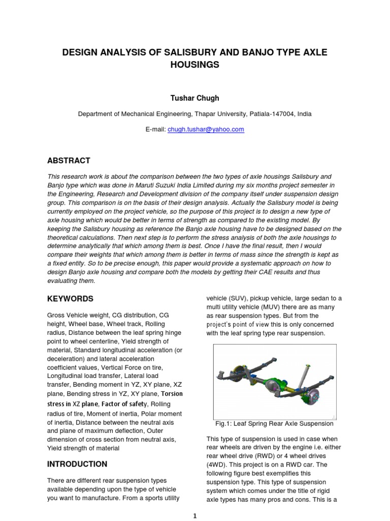 Research On Axle Housings | PDF | Suspension (Vehicle) | Axle