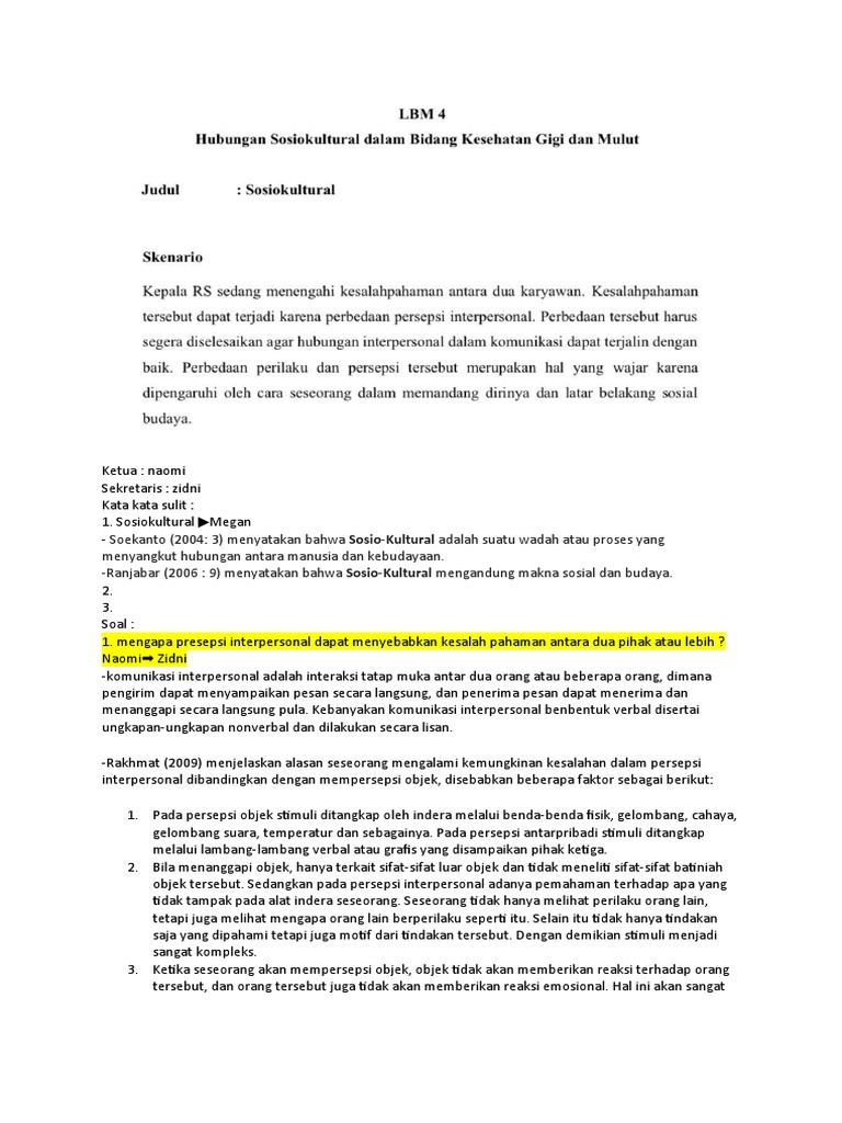 Konflik Interpersonal Dan Persepsi Sosial Pdf Sains Matematika