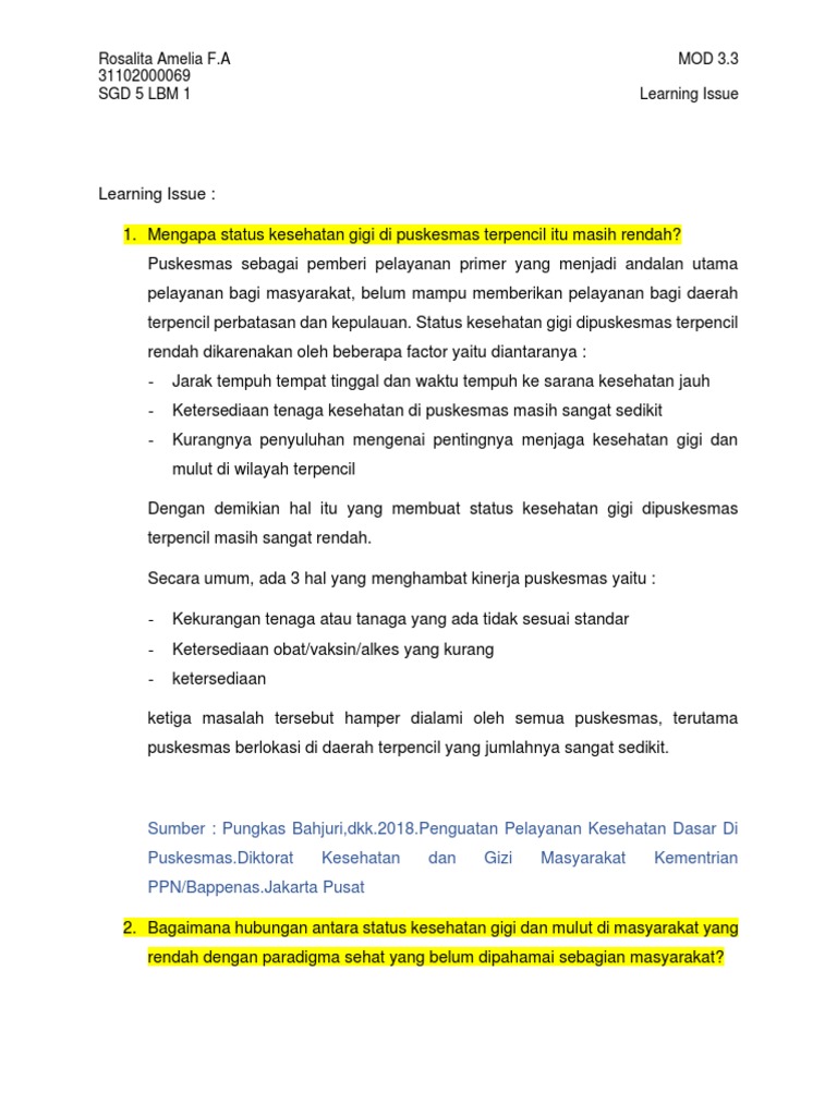 Learning Issue LBM 1 | PDF