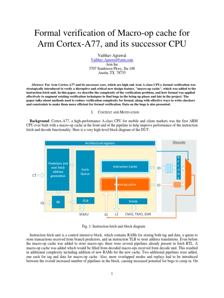 Formal Verification of Macro-Op Cache For Arm Cortex-A77, and Its Successor CPU | PDF | Cpu ...