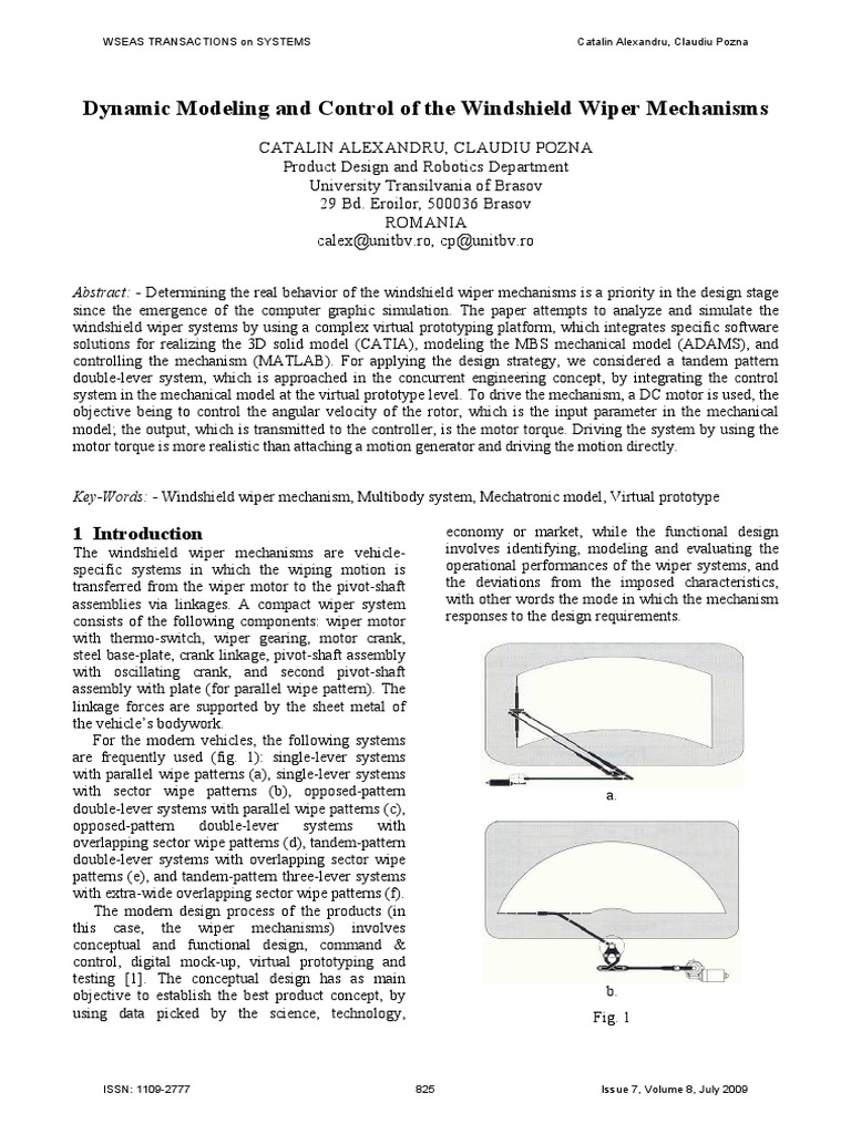 Windshield Wiper Mechanism Analysis | PDF | Kinematics | Electric Motor