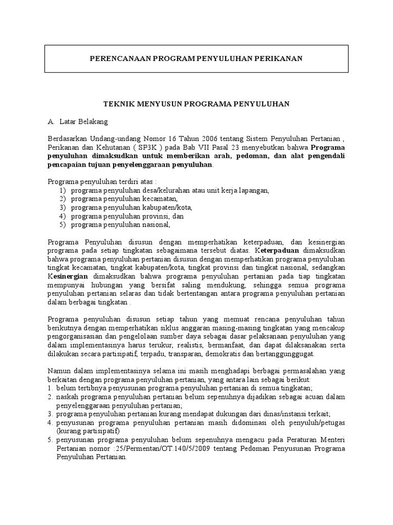 Penyusunan Programa Penyuluhan Perikanan | PDF | Ilmu Sosial | Komputer