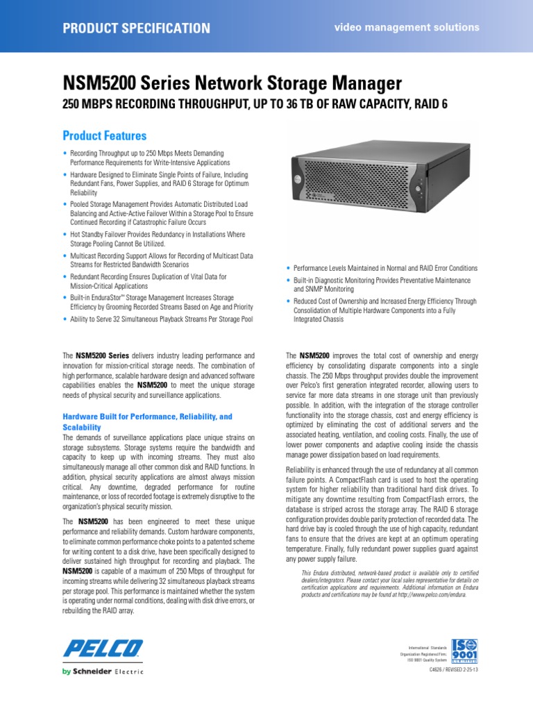 NSM5200 Series Network Storage Manager: Product Specification | PDF ...