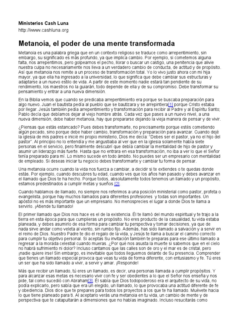 Metanoia: Transformación Espiritual | PDF | Jesús