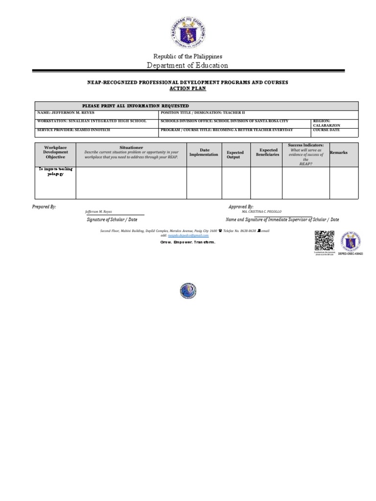 Magan SEAMEO INNOTECH BATCH 2 ACTION PLAN NEAP PDP | PDF | Communication