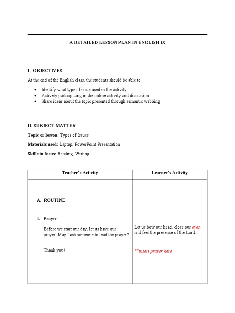 A Comprehensive Lesson on Types of Issues in English IX | PDF | Labour ...