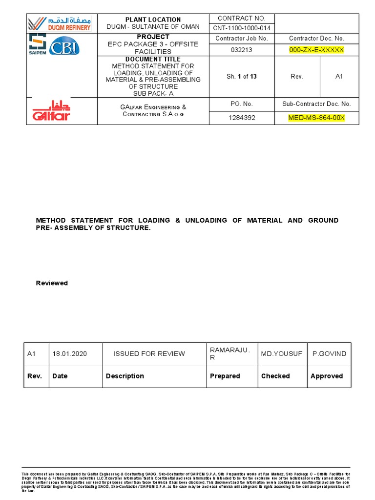 WMS For Loading Unloading Ground Assembling Reviewed | PDF | Specification (Technical Standard ...