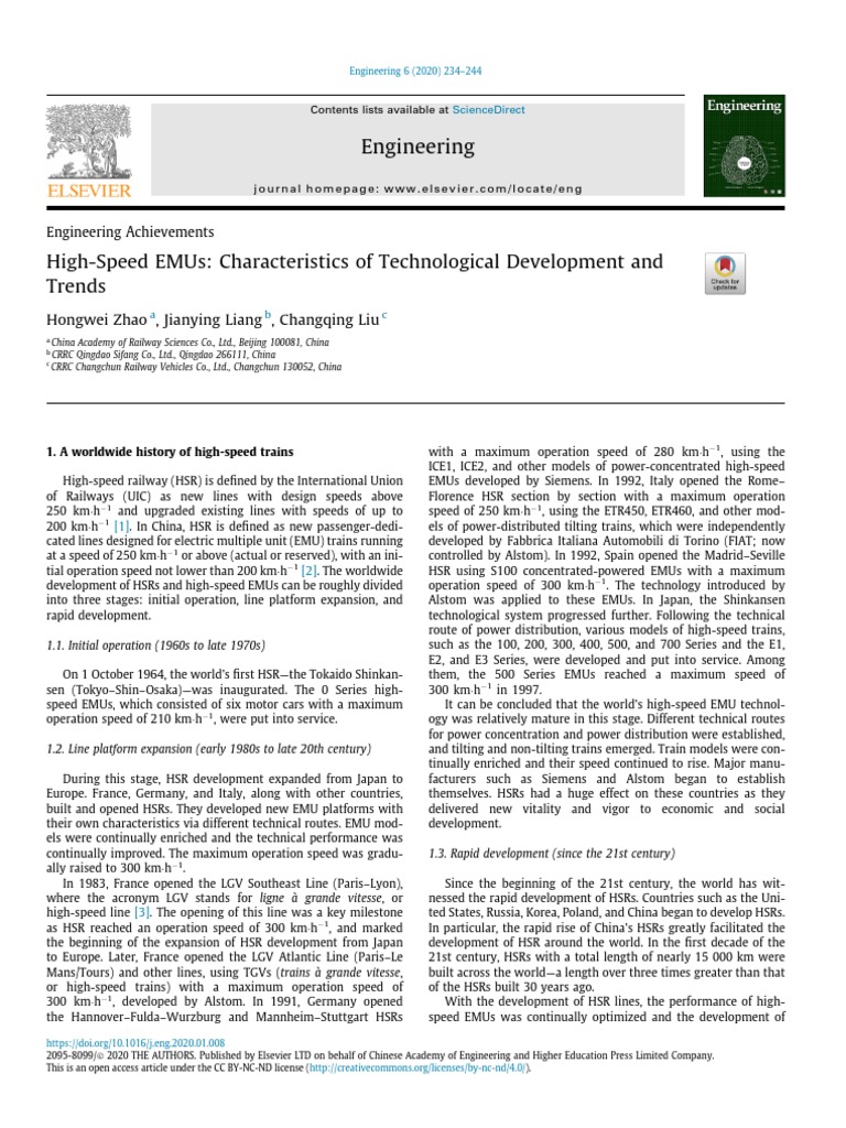 10 1016-j Eng 2020 01 008 | PDF | High Speed Rail | Electric Motor