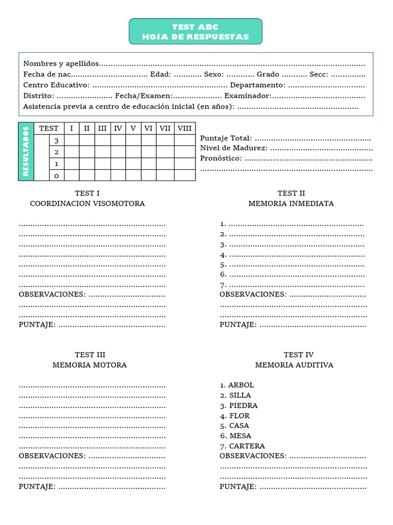 Test Abc Hoja de Respuestas | PDF