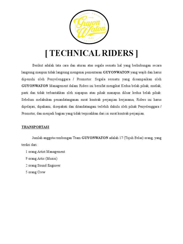 Technical Riders untuk Guyonwaton | PDF